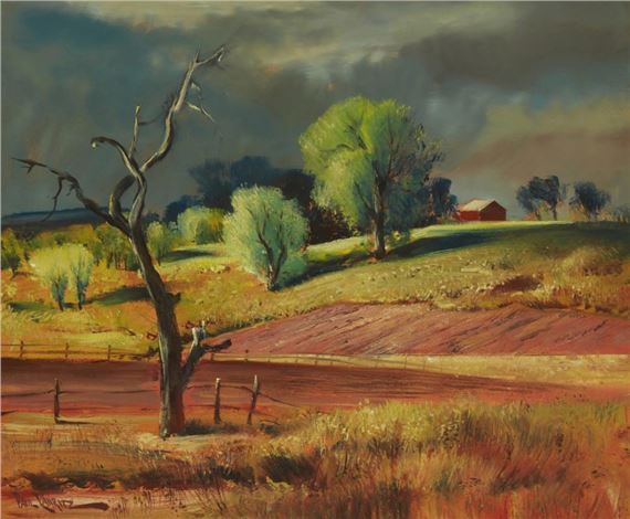 Paul Lauritz | Barn in a farm landscape | MutualArt