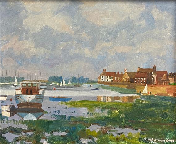 Frank Lynton Giles | a 20th century oil on board depicting boats and ...