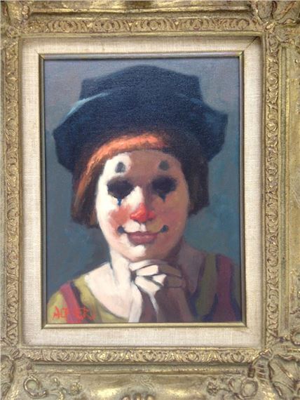 Philippe Alfieri | PORTRAIT OF CLOWN IN BLUE HAT (Circa 1965) | MutualArt