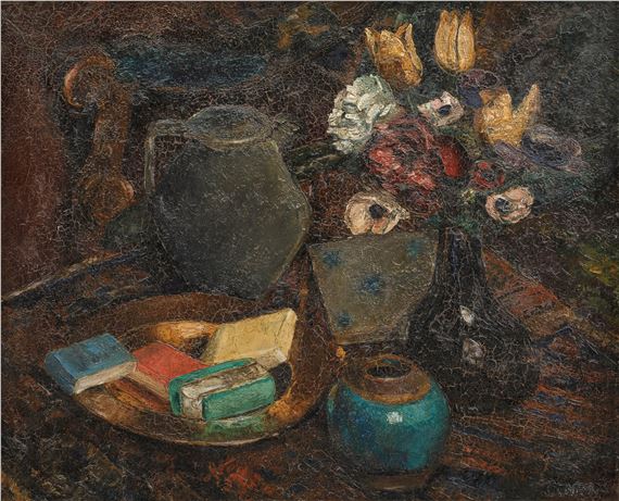 Conrad Kickert | Still life with flowers and cigarettes | MutualArt