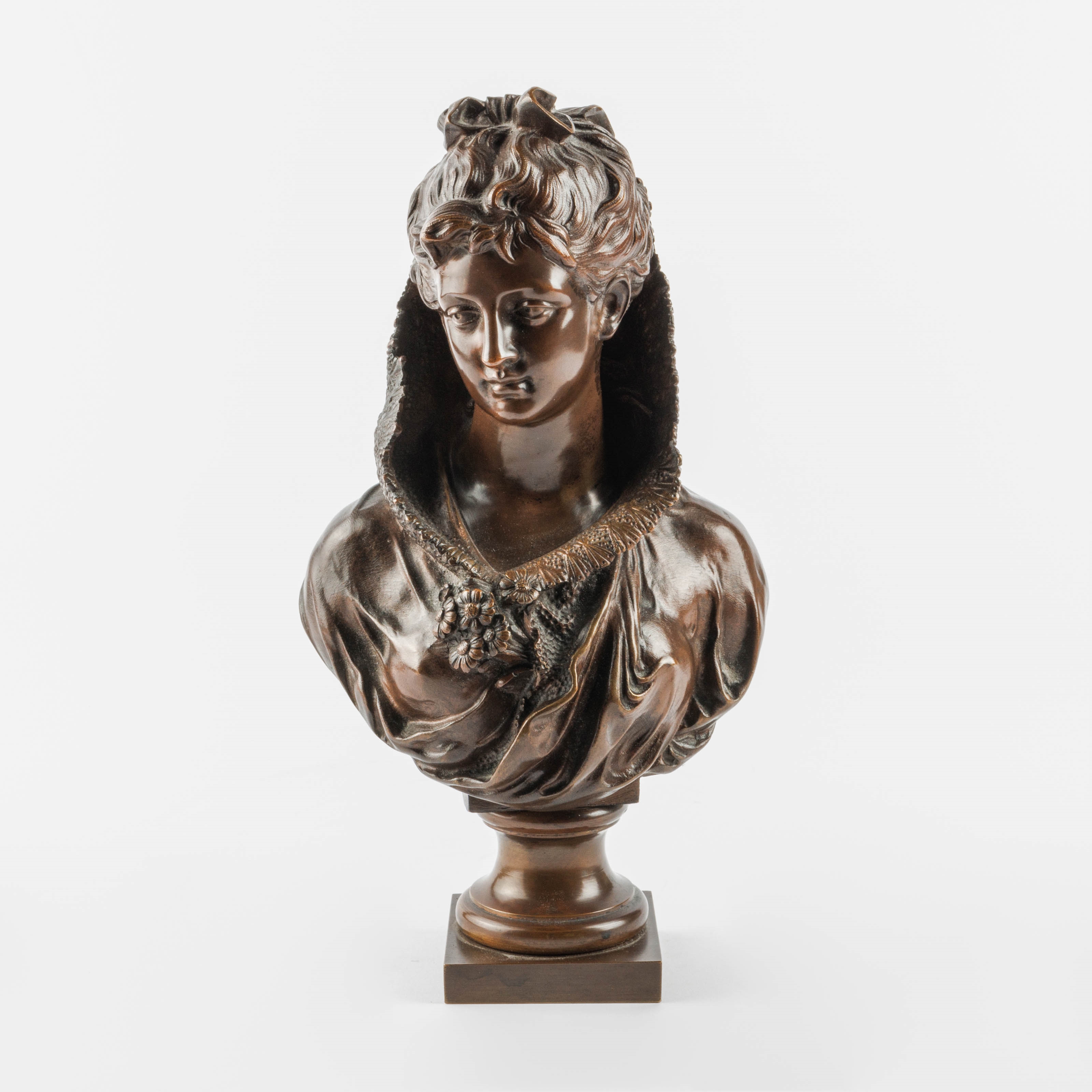 Mathurin Moreau | A bronze bust of a noble lady | MutualArt