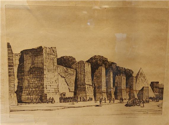 Louis Conrad Rosenberg | Egyptian scene with figures before a Pyramid ...