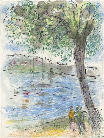 Marc Chagall | Au bord du lac de Constance, Mammern (1975) | MutualArt