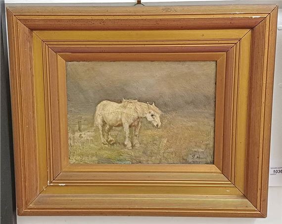 Thomas | Thomas hurst grey horse in a storm signed gilt framed oil on ...