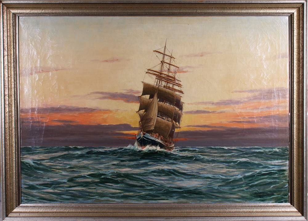 Wilhelm Hoffmann | Segelschiff in der Dämmerung | MutualArt