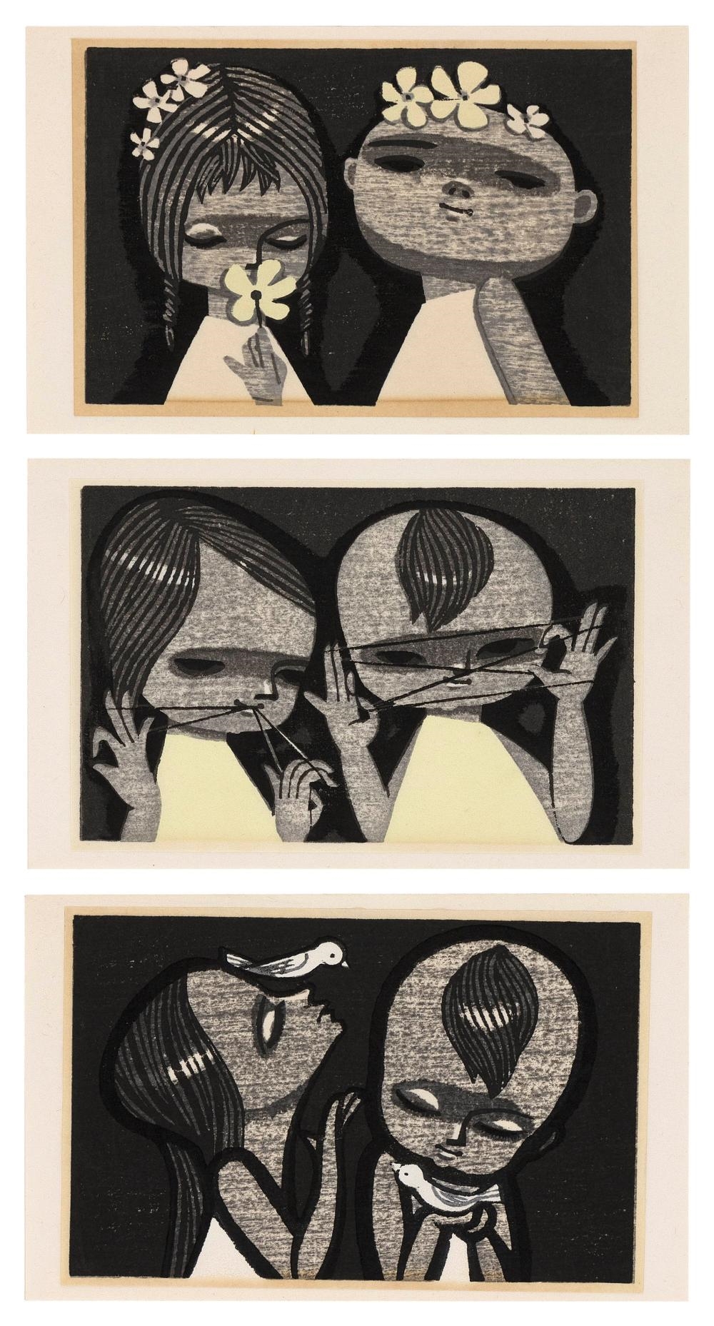Shuzo Ikeda | Three surimono | MutualArt