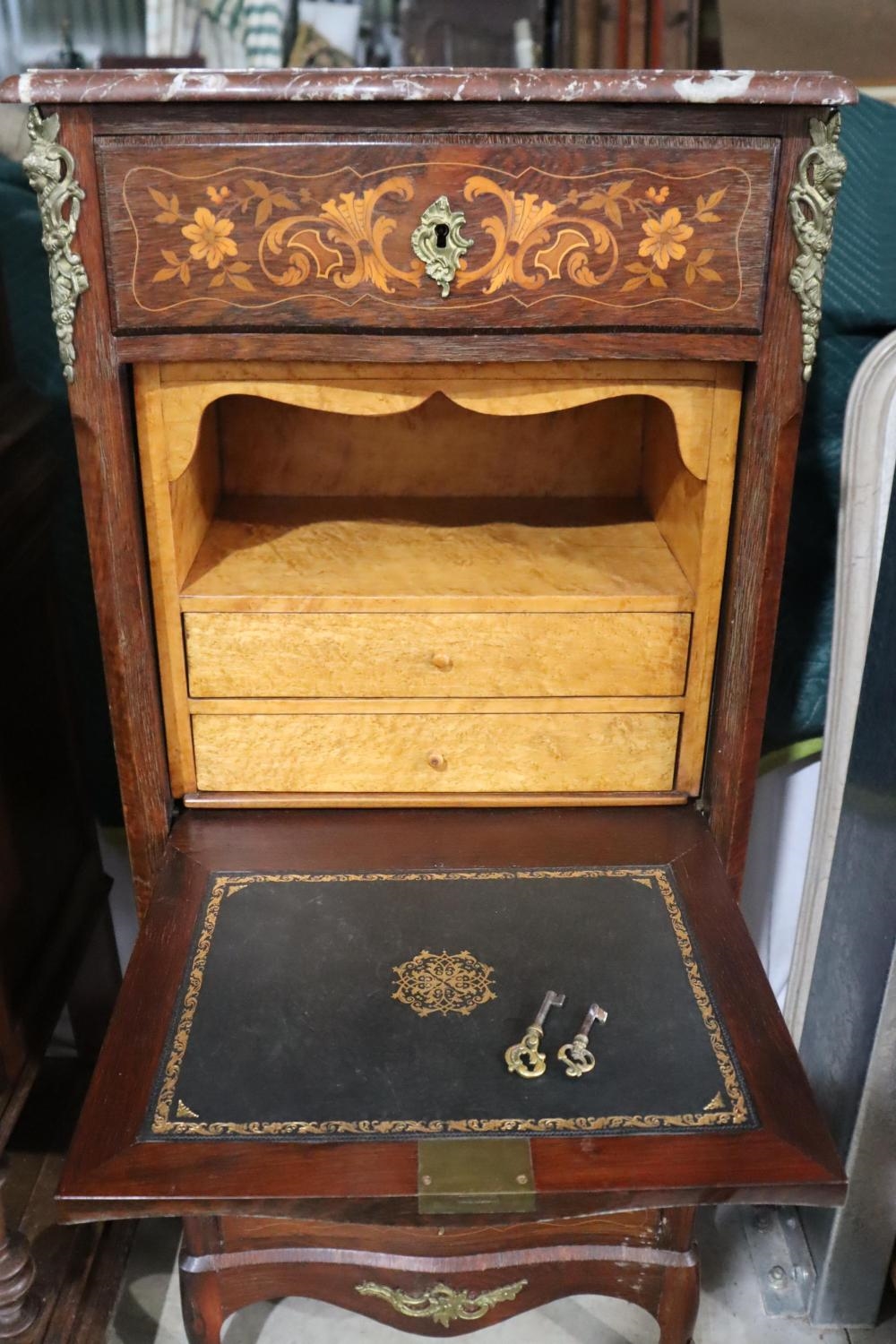 LOUIS | Antique French Louis XV style secretaire a abattant with marble ...