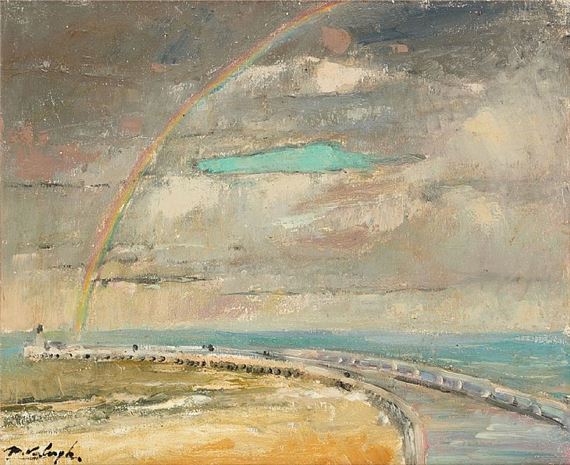 Médard Verburgh | Huile sur toile: L’estacade sous la pluie, Ostende ...