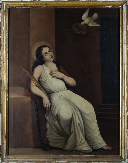 Spanish School, 18th Century | Escuela Española del siglo XIX - Santa recibiendo la corona de ...