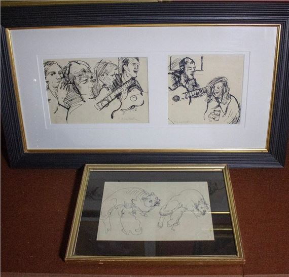 Robert Lenkiewicz | Robert Lenkiewicz - two Pen sketches | MutualArt