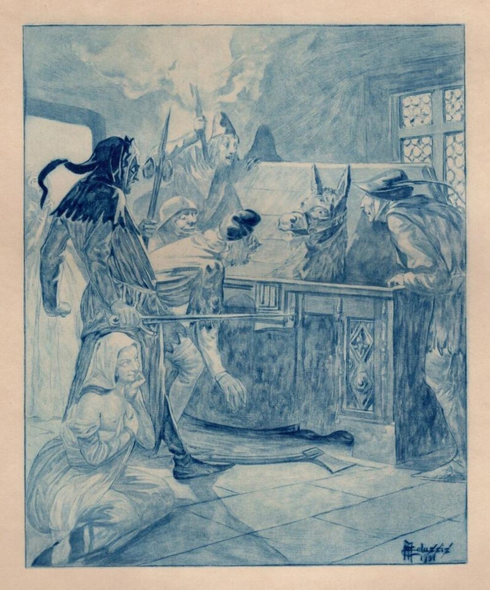 Edmond Malassis | Vintage copper plate engraving in blue ink on Velin ...