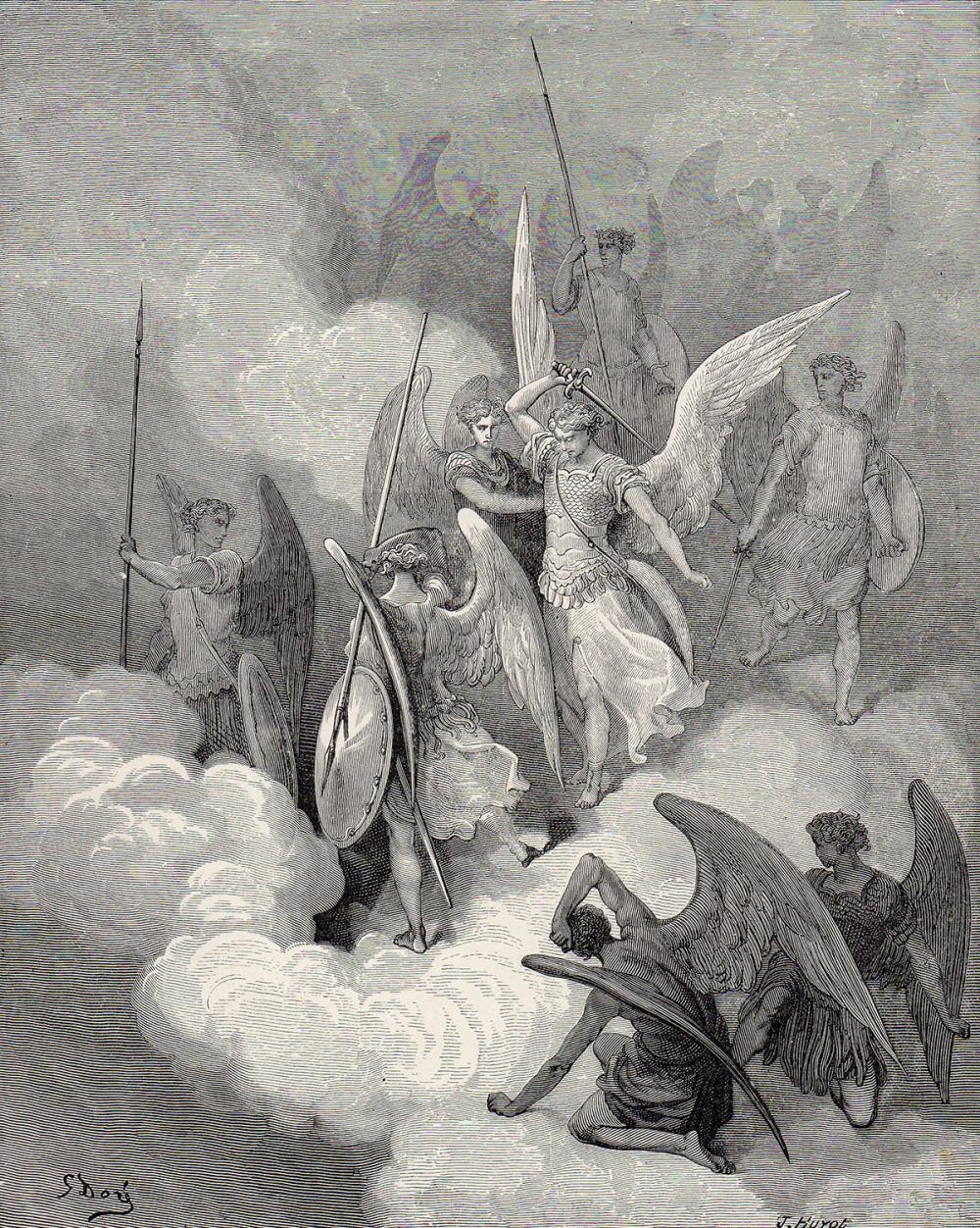 Gustave Doré | Gustave Dore Abdiel Attacks Satan (Milton's Paradise ...