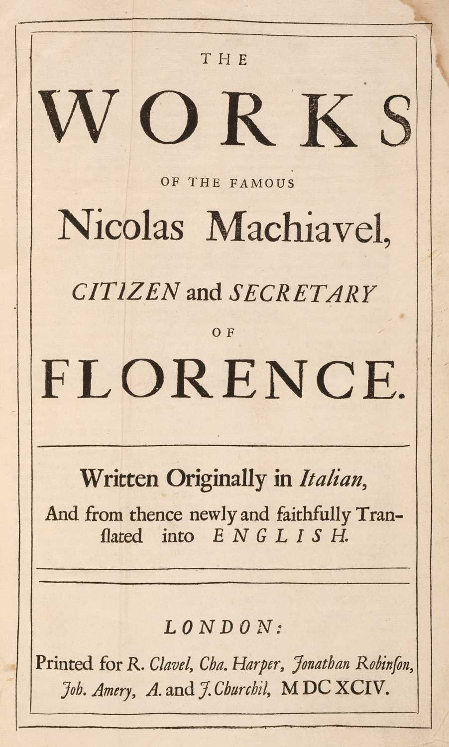 Nicolas Machiavel | The Works of the Famous Nicolas Machiavel (Early ...