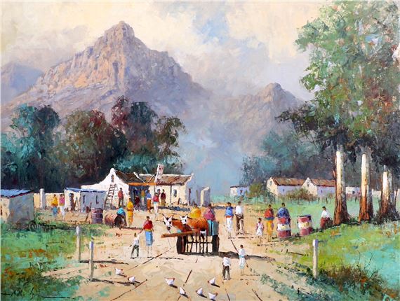 Phillip Britz | MOUNTAINOUS LANDSCAPE WITH WORKERS SETTLEMENT AND ...