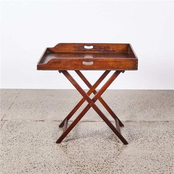 Large | A Large Wooden Butlers Tray on a Stand | MutualArt