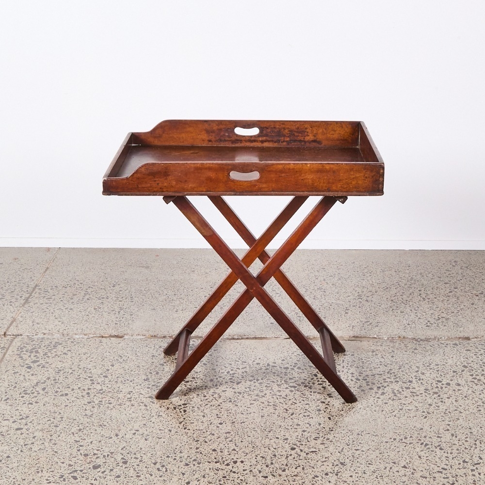 Large | A Large Wooden Butlers Tray on a Stand | MutualArt