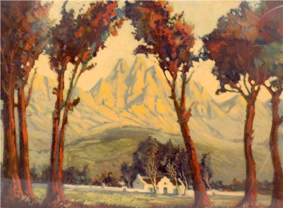 Jacob Hendrik Pierneef | CAPE DUTCH HOMESTEAD THROUGH TREES | MutualArt