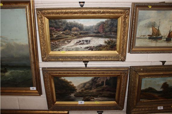 J. Longstaffe | oil on canvas river scene in gilt | MutualArt
