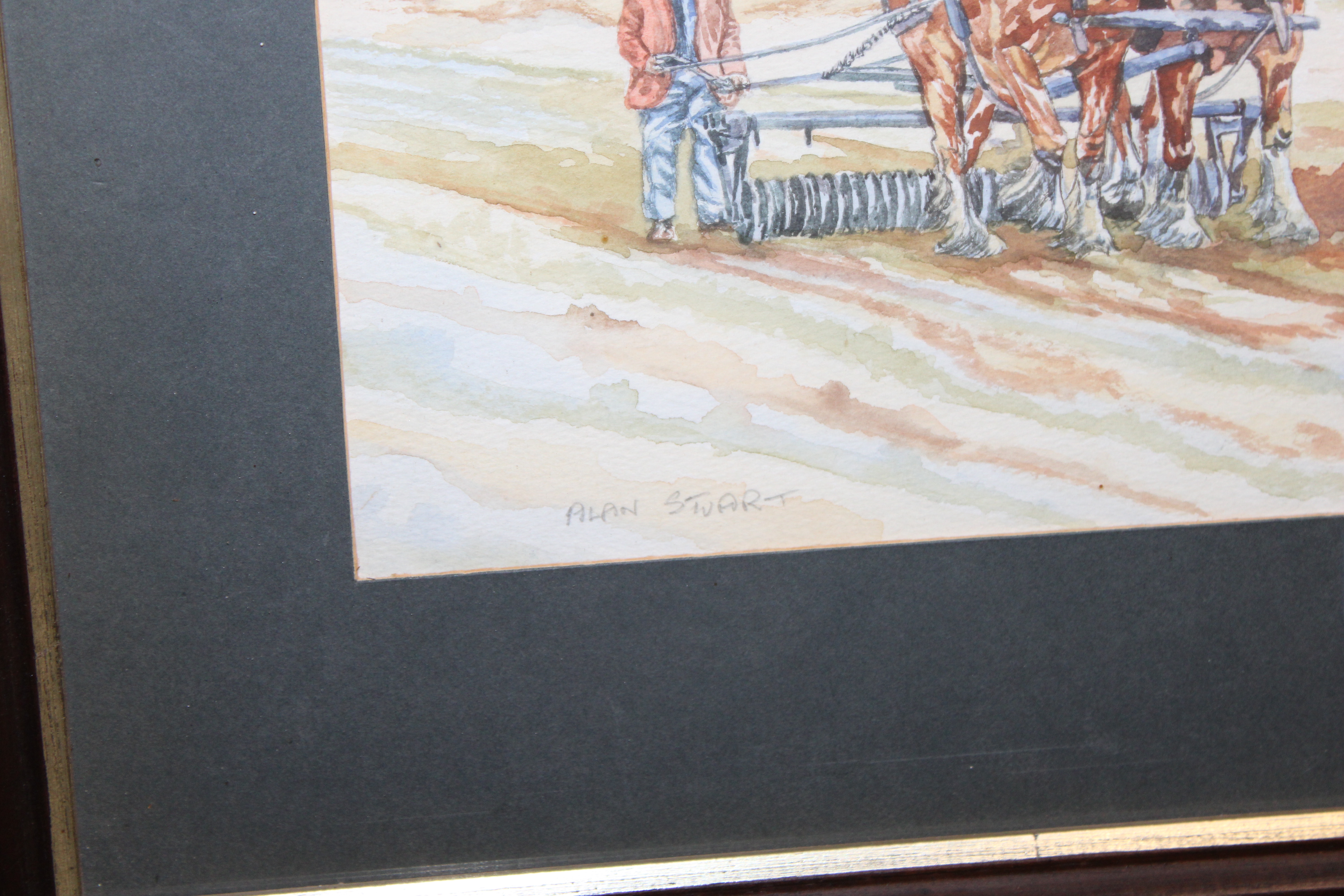 Alan Stuart | watercolour study of horses working | MutualArt