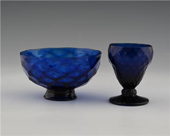 Diamond | A George III Bristol blue glass bowl and bonnet or monteith ...