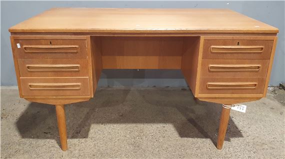 Three | AN OAK MID CENTURY DESK | MutualArt