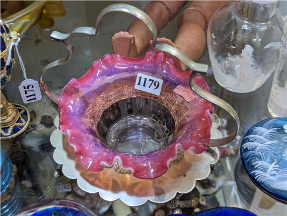 Green | VICTORIAN VASELINE GLASS BON BON DISH | MutualArt