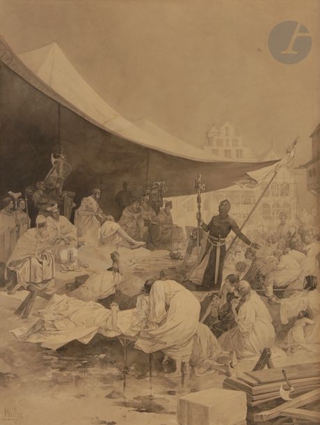 Alphonse Mucha | Frederick Barbarossa receives the Milanese in Lodi ...