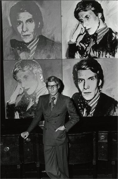 Jacques Violet | Yves Saint Laurent in front of his portraits by Andy ...