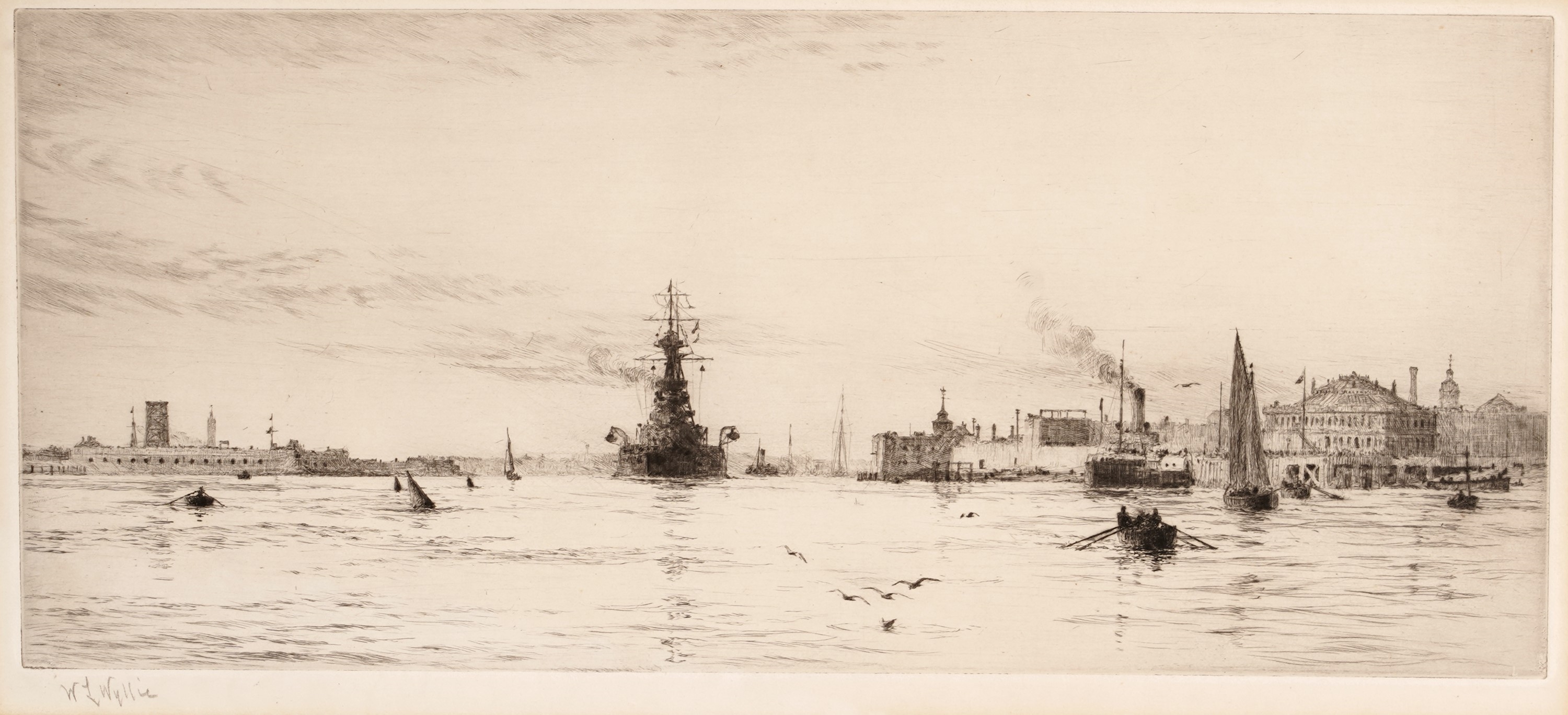 William Lionel Wyllie | HMS Revenge, Portsmouth and The Oban Regatta ...