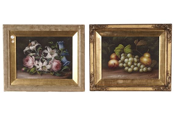 Edwin Steele | Two still life studies of fruit and flowers | MutualArt