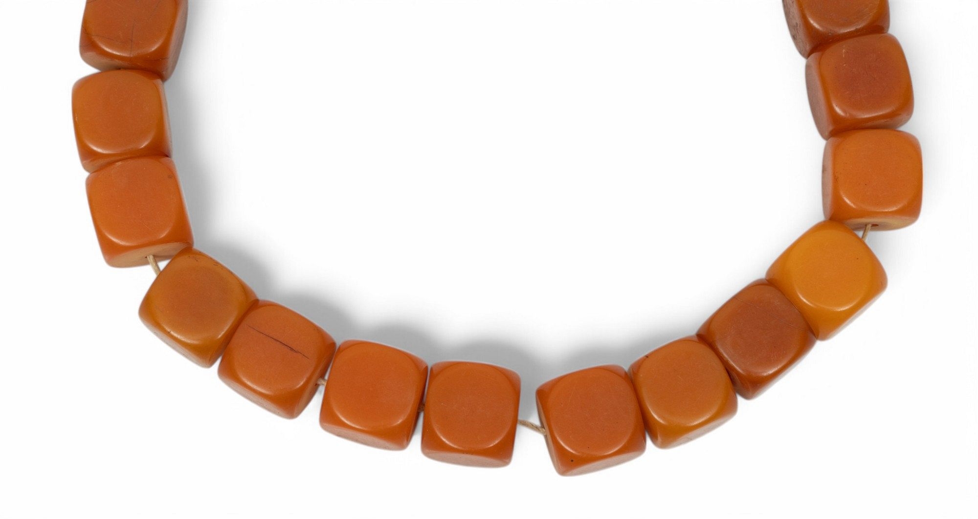 Amber | African Amber Toned Resin Trade Bead Necklace L 34 | MutualArt