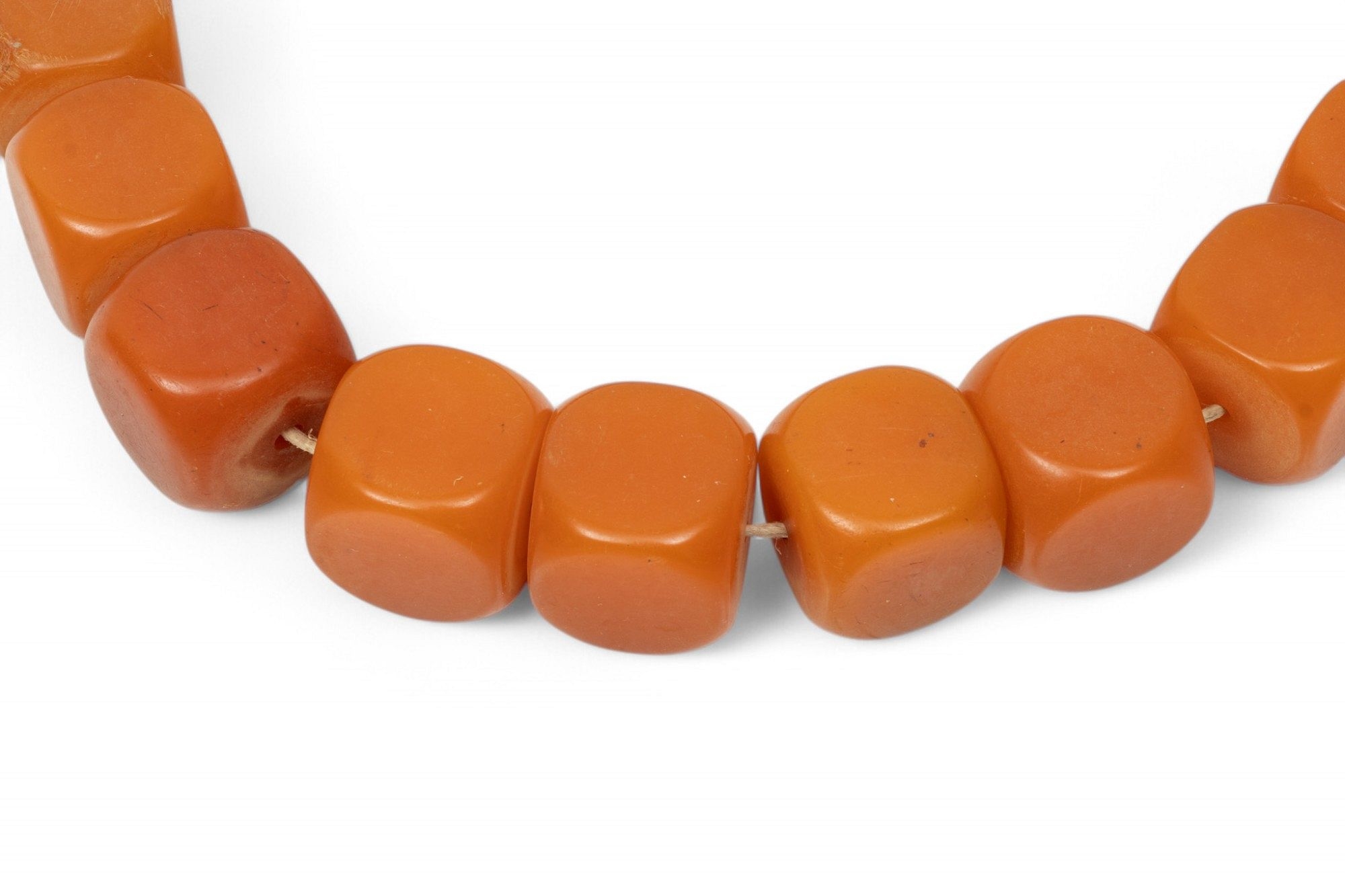 Amber | African Amber Colored Resin Trade Bead Necklace L 34 | MutualArt