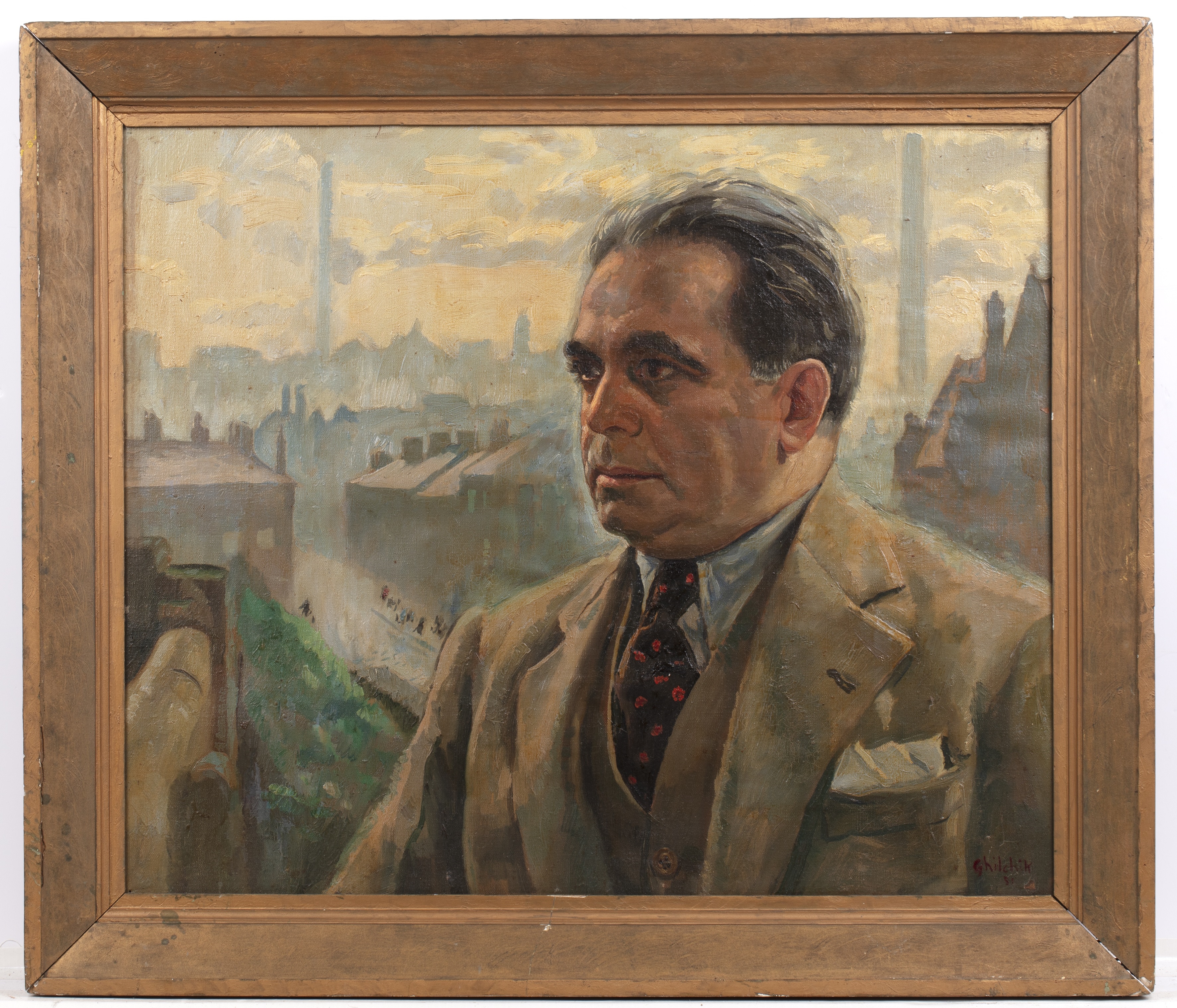 David Louis Ghilchick | Portrait of gentleman before an industrial town ...