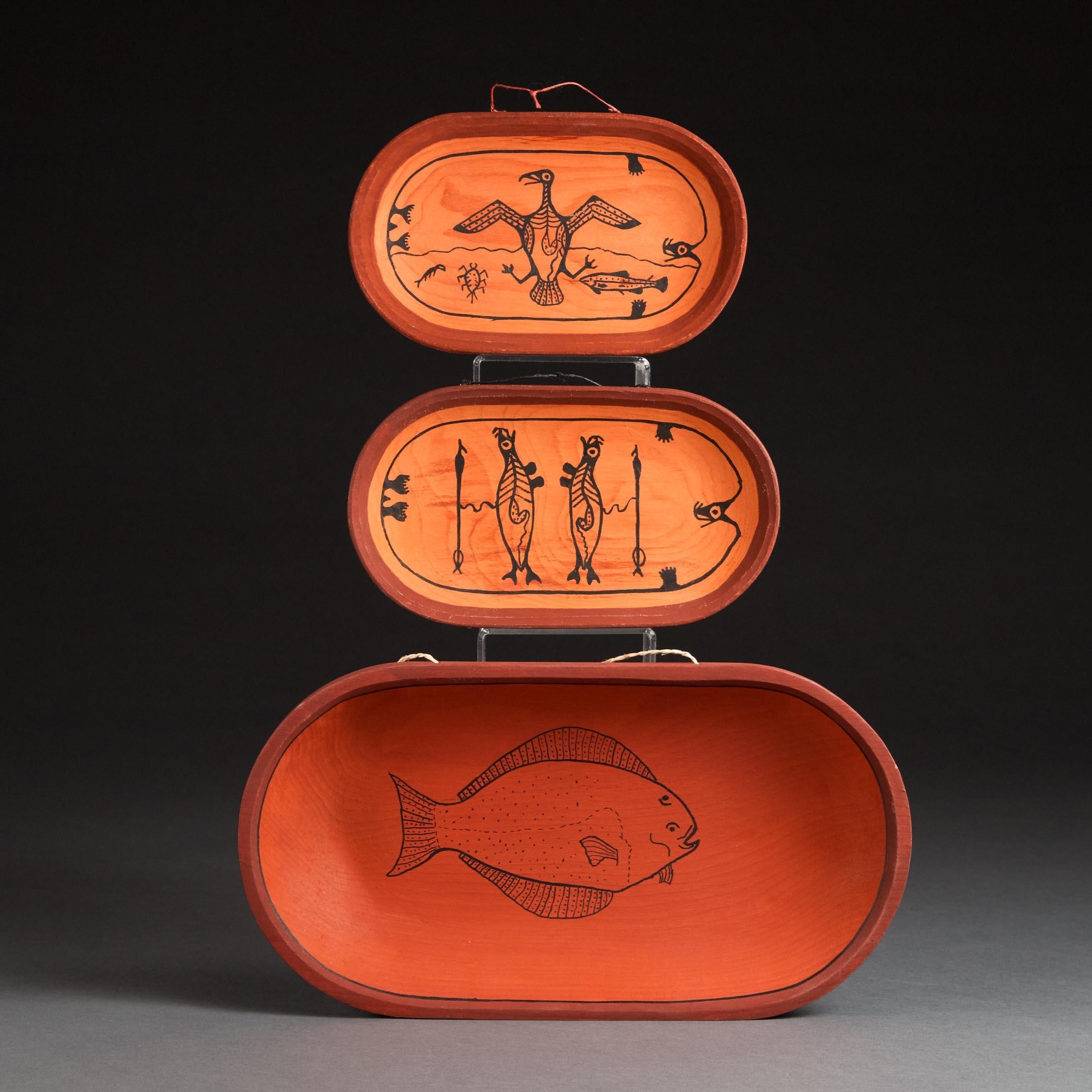 Lola Ferguson | POTLATCH DISH WITH FISH DESIGN, 1991; TWO PAINTED ...