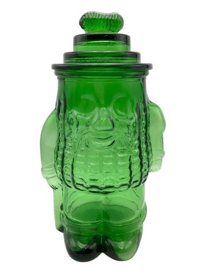 Green | Vintage Green Glass Lidded Peanut Jar | MutualArt
