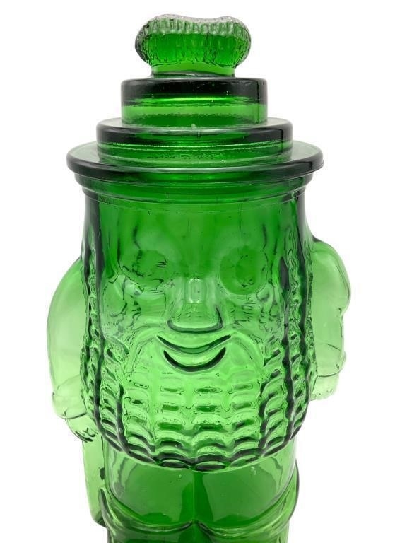 Green | Vintage Green Glass Lidded Peanut Jar | MutualArt