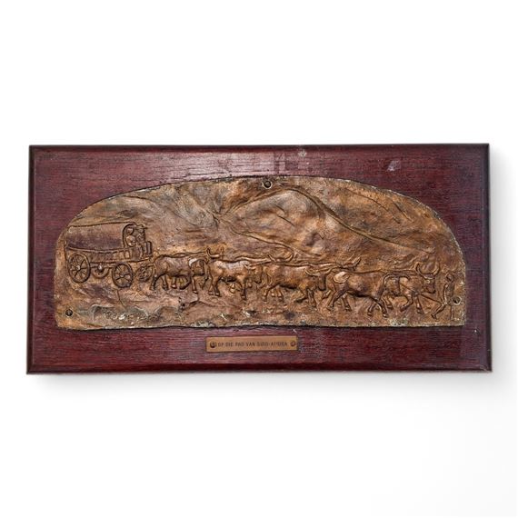 Hendrik Potgieter | BEAUTIFUL ANTIQUE LEATHER CASED BRONZE RELIEF ''OP ...