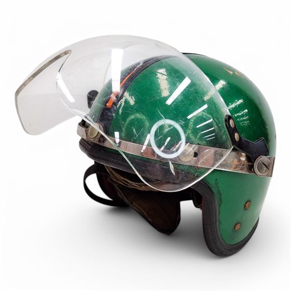 Green | VINTAGE GREEN BIKE HELMET WITH STRUM VISOR AND LEATHER INNER ...
