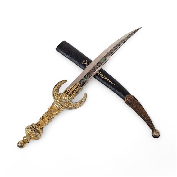 STEEL | VINTAGE STEEL MIDDLE EASTERN ARABIC DAGGER WITH ORNATE HANDLE ...