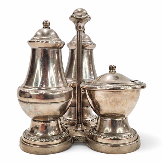 Silver | VINTAGE SILVER PLATED VICTORIAN STYLE 3 PIECE CONDIMENT SET ...