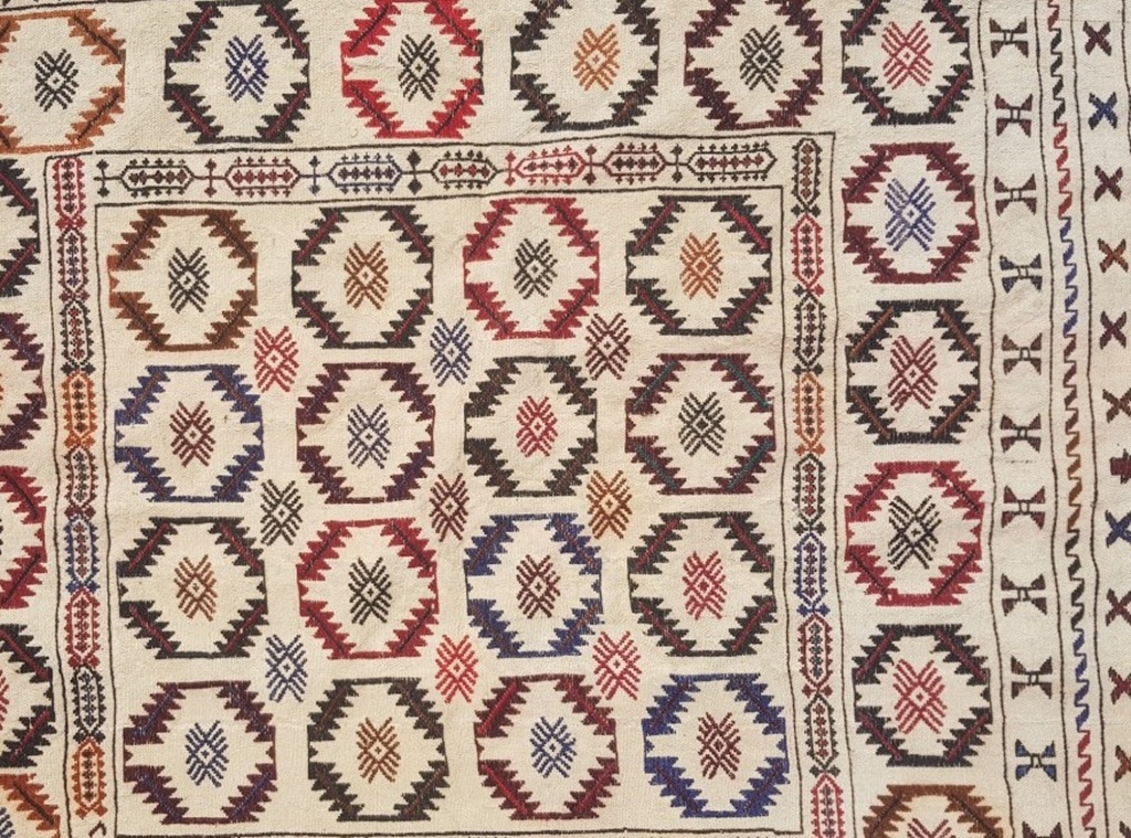 Beige | LOVELY HALATI PERSIAN KILIM WITH FIELDS OF BEIGE AND BLACK ...