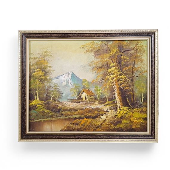 Arthur | BEAUTIFUL FRAMED OIL PAINTING OF A THATCH ROOF HOUSE IN A ...