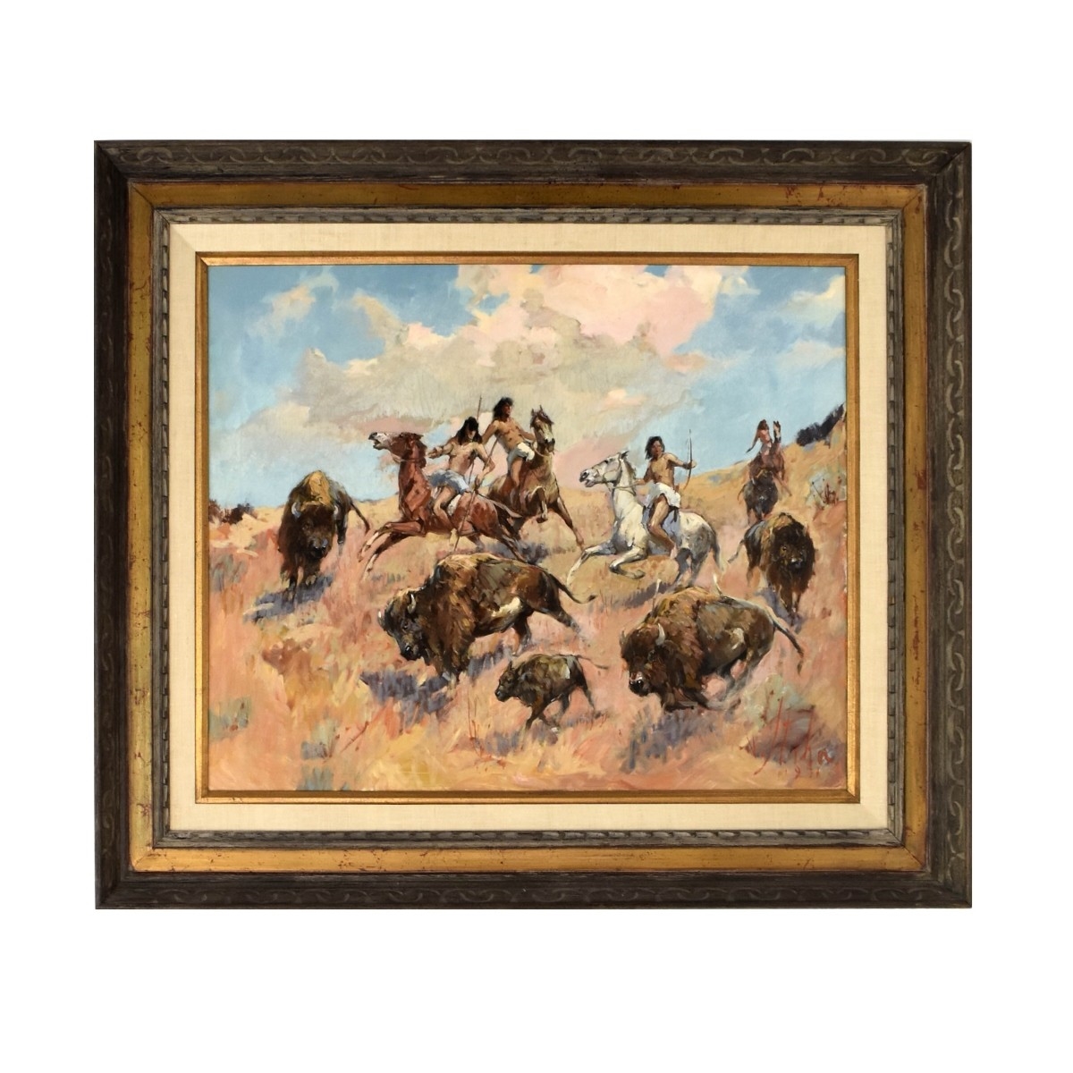 Vladan Stiha | Oil on Canvas Depicting a Scene of Native Americans on a ...
