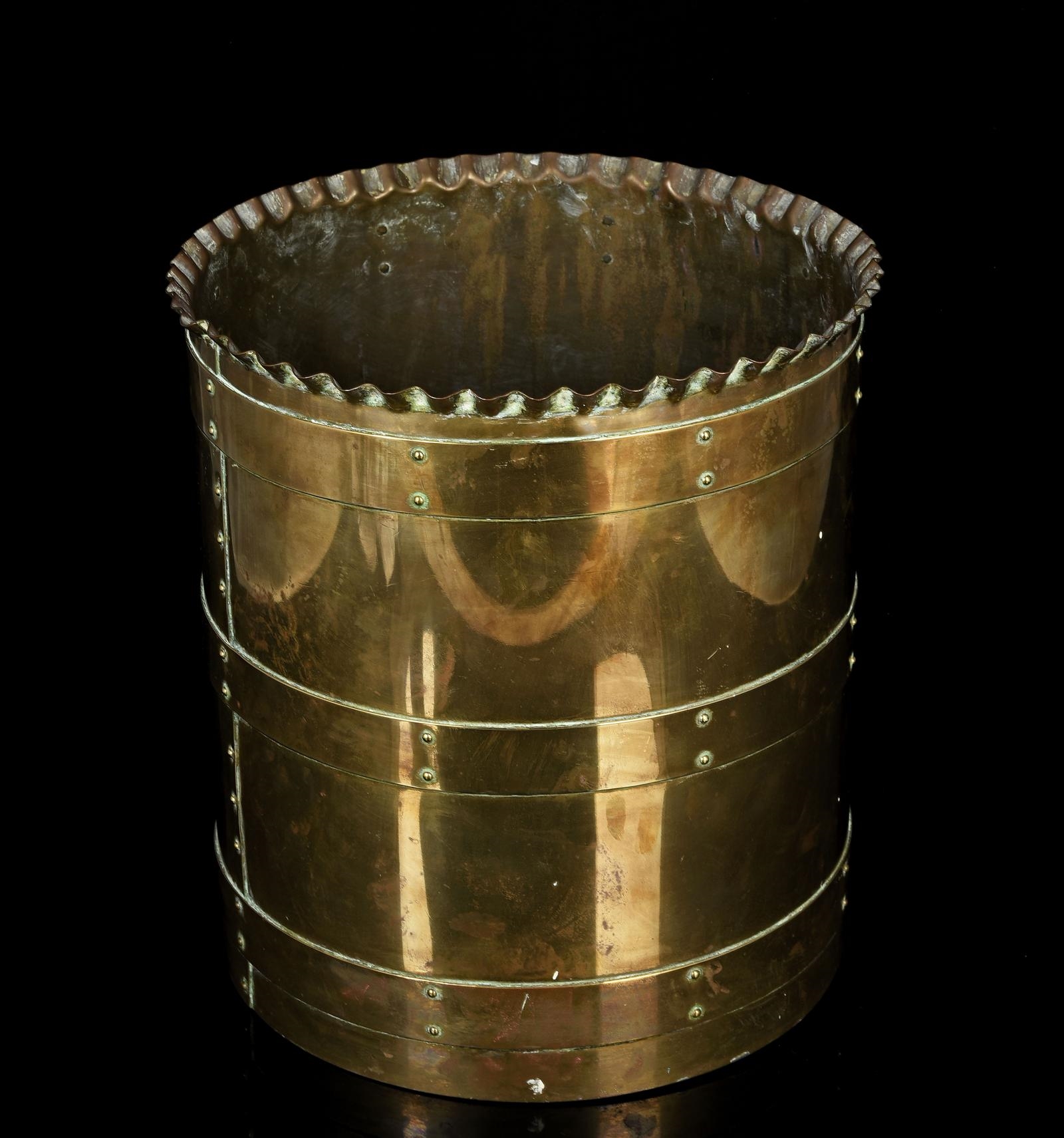 Unknown | Cylindrical brass coal scuttle with floriform rim | MutualArt