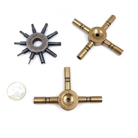 Spider | A set of three antique clock winding spider keys, includes two ...