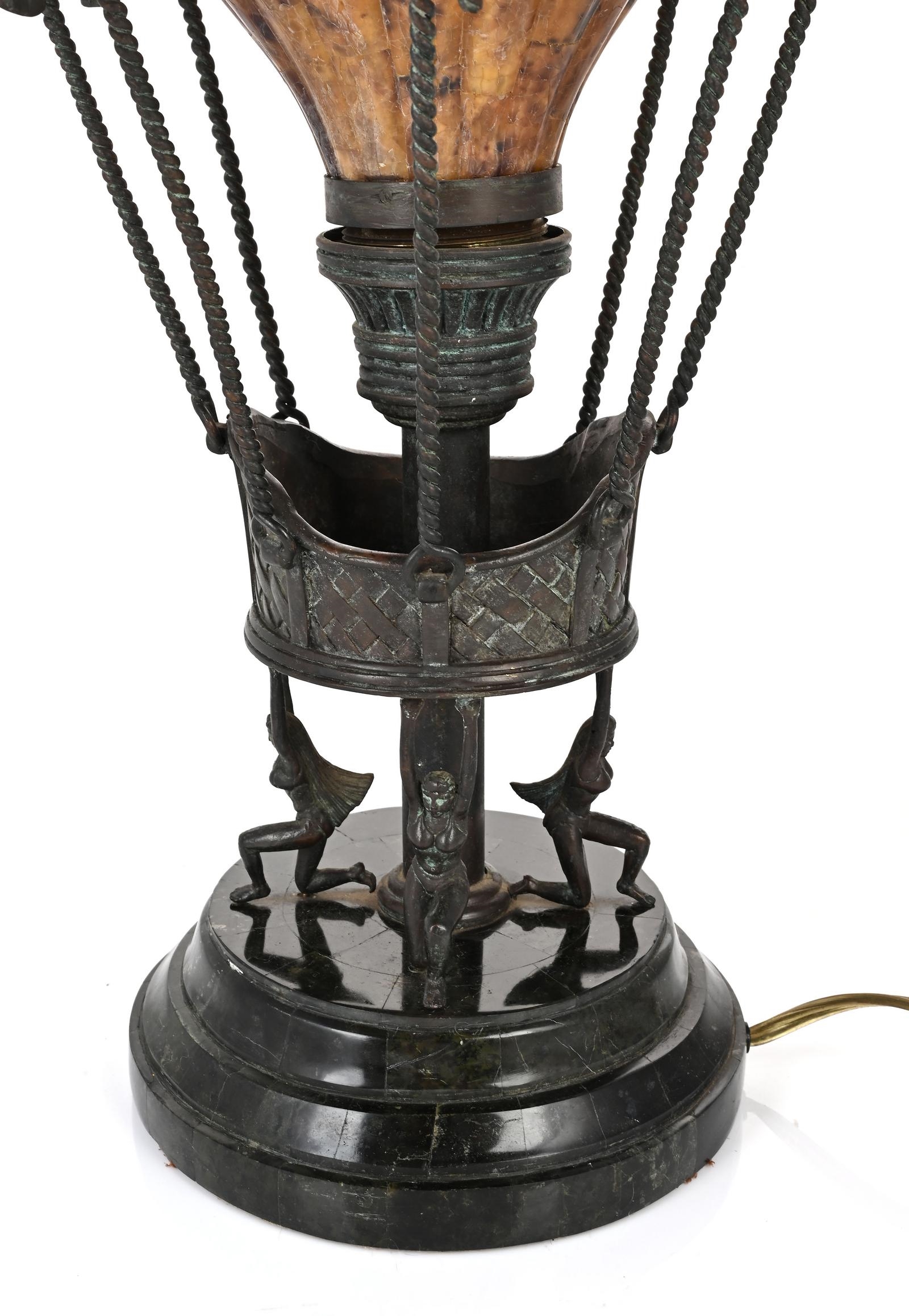 Unknown | Maitland Smith pin-shell hot air balloon lamp, with a fluted ...