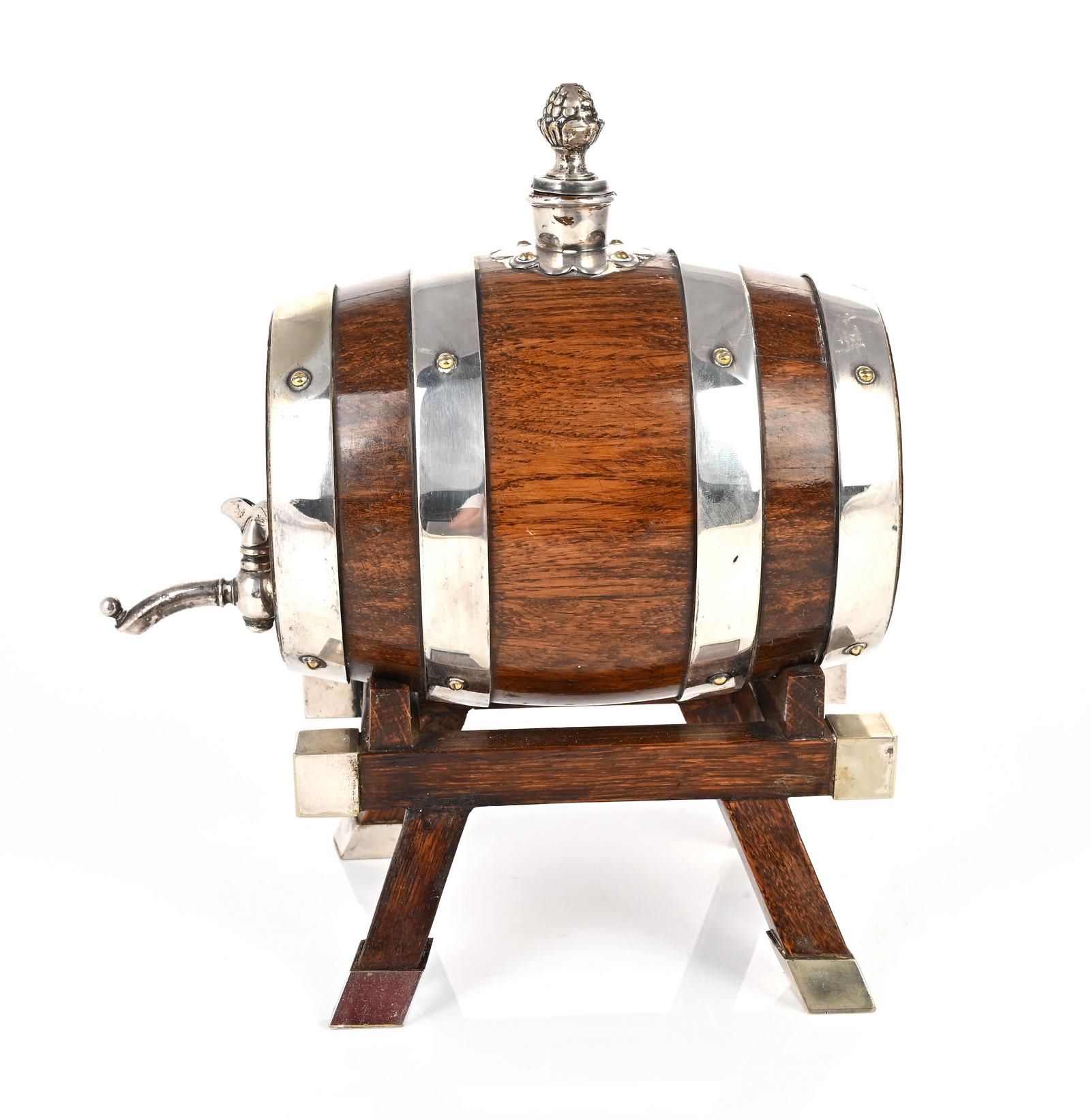 Silver | Victorian table top oak and silver plated whiskey keg with tap ...