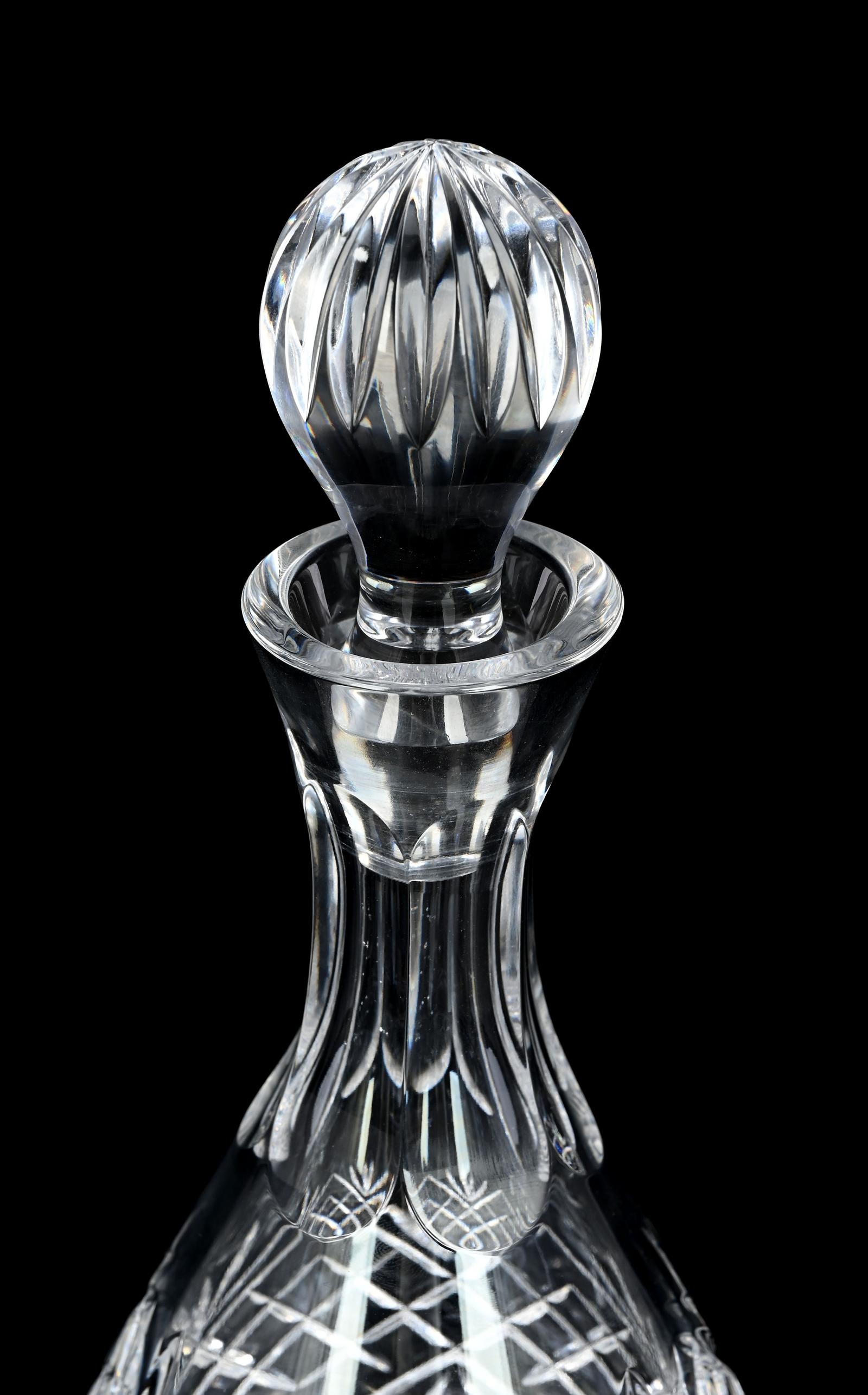 Diamond | Cut crystal decanter of bulbous shape, diamond and leaf ...