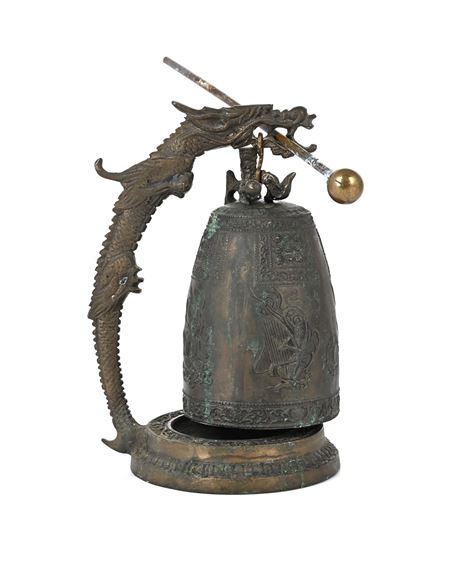 Dragon | 20th Century Chinese bronze bell on a stand in the form of a ...