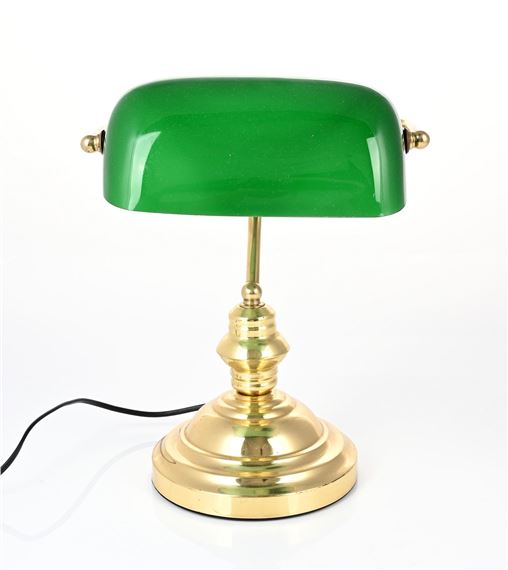 Green | 20th Century brass bankers lamp with green glass shade, height ...